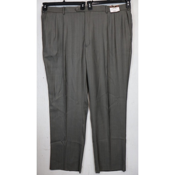 Pants | Mens Caravelli Super 15s Dress Pants Pleated Dark Taupe Gray ...